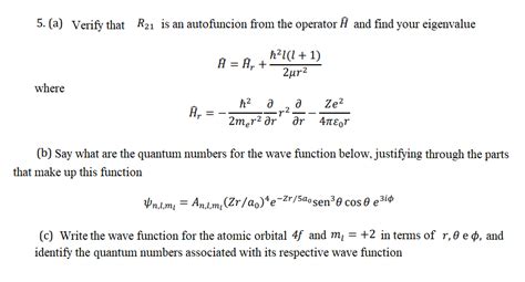 solved 5 a verify that r21 is an autofuncion from the