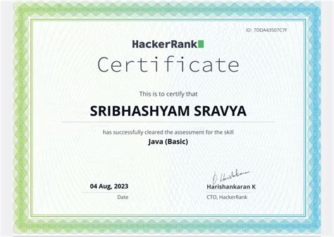 sribhashyam sravya on linkedin java hackerrank certification programming