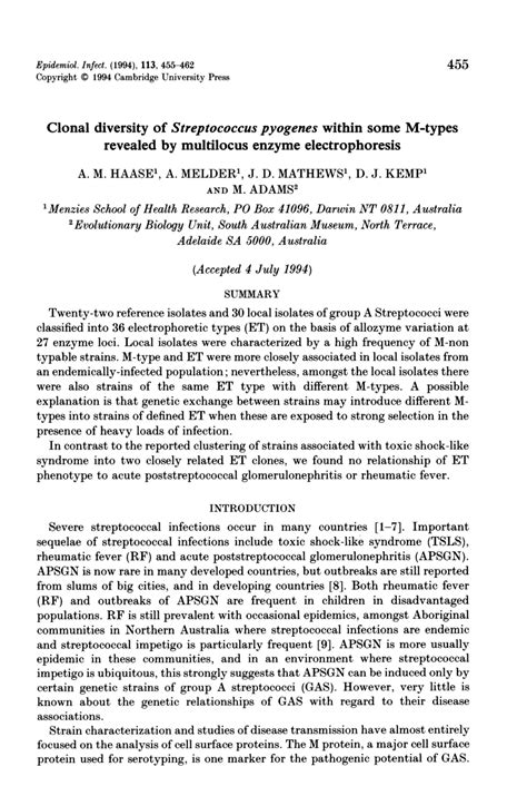 Pdf Clonal Diversity Of Streptococcus Pyogenes Within Some M Types Revealed By Multilocus
