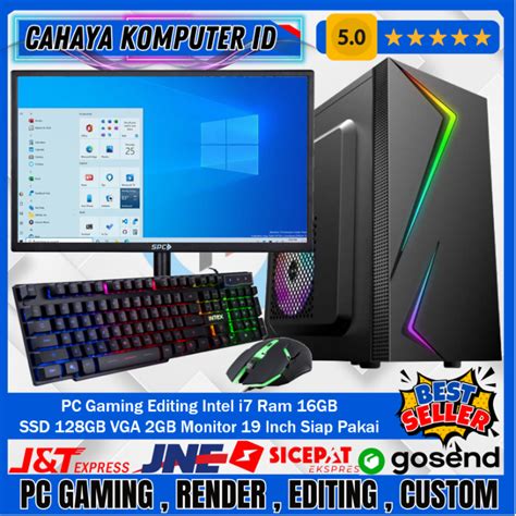 Pc Gaming Editing Lengkap Intel Core I Ram Gb Ssd Gb Vga Gb Monitor Inch Siap Pakai