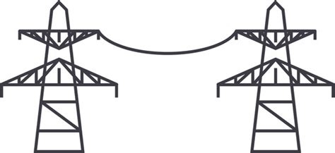 Power Lines Line Icon Concept Flat Royalty Free Vector Image