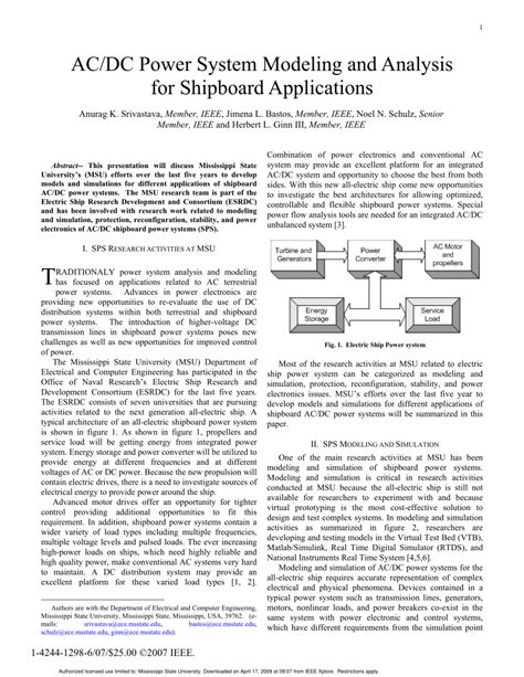 pdf ac dc power system modeling and analysis for shipboard applications
