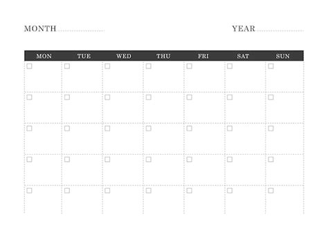 월간 플래너 달력 템플릿입니다 프리미엄 벡터