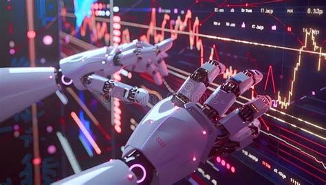 Ai Powered Data Analysis Robotic Hands Interacting With Charts 3d Illustration Stock
