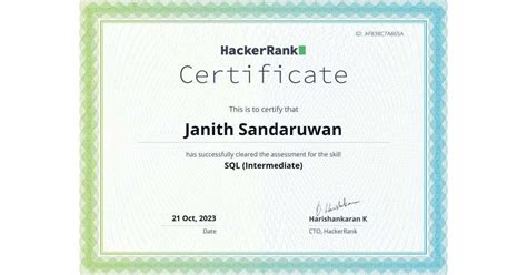 janith sandaruwan on linkedin hackerrank skill certificate
