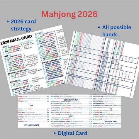 Printable 2026 Mahjong Card Etsy