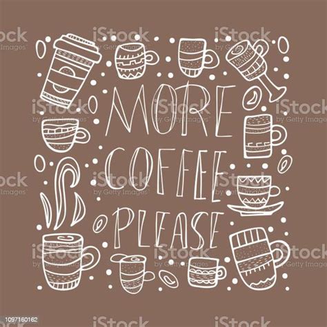 더 많은 커피 글자를 하시기 바랍니다 벡터 일러스트입니다 0명에 대한 스톡 벡터 아트 및 기타 이미지 0명 갈색 개체 그룹 Istock