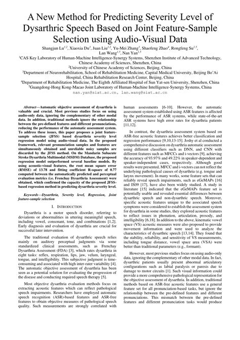 Pdf A New Method For Predicting Severity Level Of Dysarthric Speech