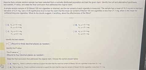 Solved Assume That A Simple Random Sample Has Been Selected Chegg