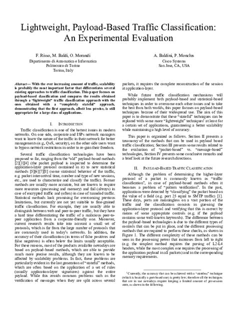 Pdf Lightweight Payload Based Traffic Classification An Experimental Evaluation Olivier