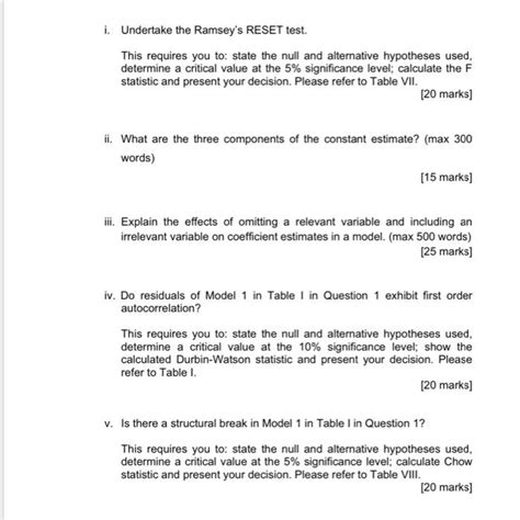 solved table vii presents the ramsey s reset test of the