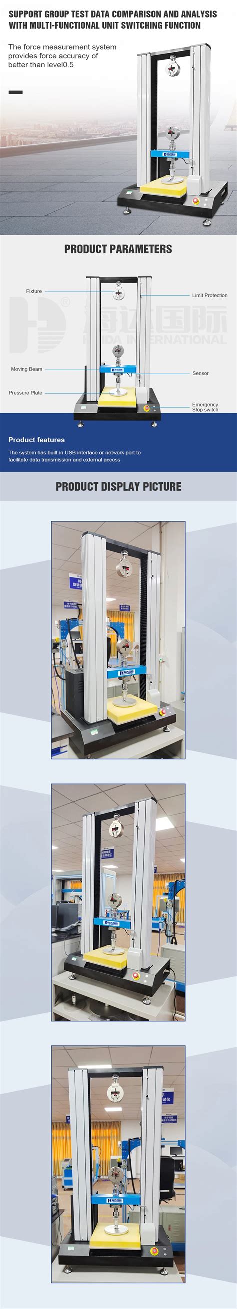Polymeric Material Foam IFD Hardness Test Compression Tester Machine