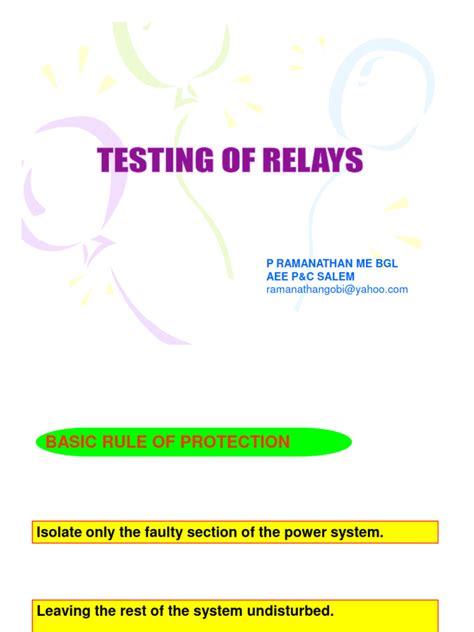 Testing Of Relays Compatibility Mode Pdf Relay Physical Quantities