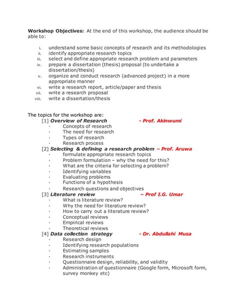 Research Methodology Workshopdocx Science