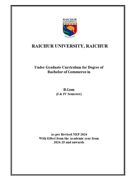 I Sem Commerce Revised Nep Syllabus Pdf