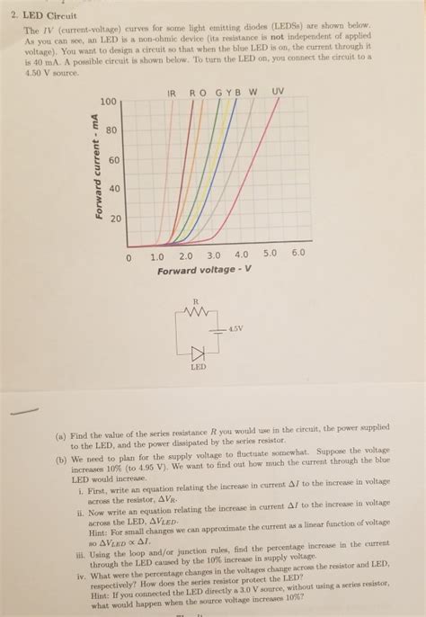 Solved 2 Led Circuit The Iv Current Voltage Curves For