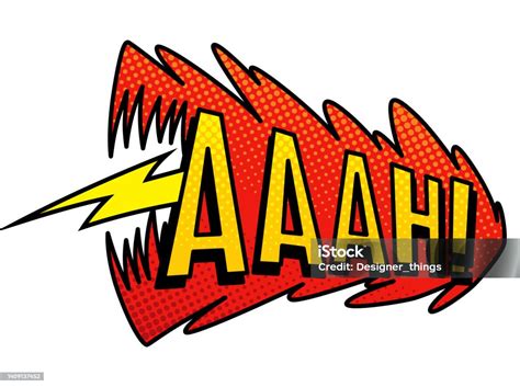 만화책 소리 색깔있는 손으로 그린 연설 거품 Aaah 사운드 채팅 텍스트 효과 팝 아트 스타일 재미있는 디자인 벡터 항목 대화