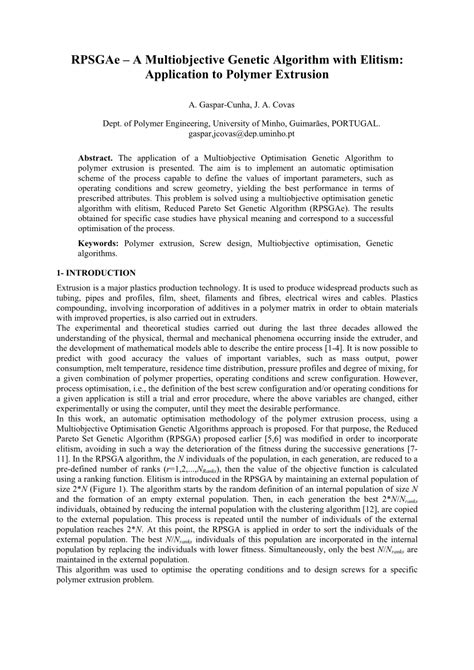 Pdf Rpsgae A Multiobjective Genetic Algorithm With Elitism