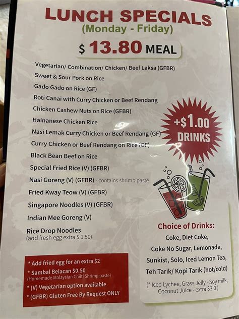 Menu At Kl Bunga Raya Restaurant North Melbourne
