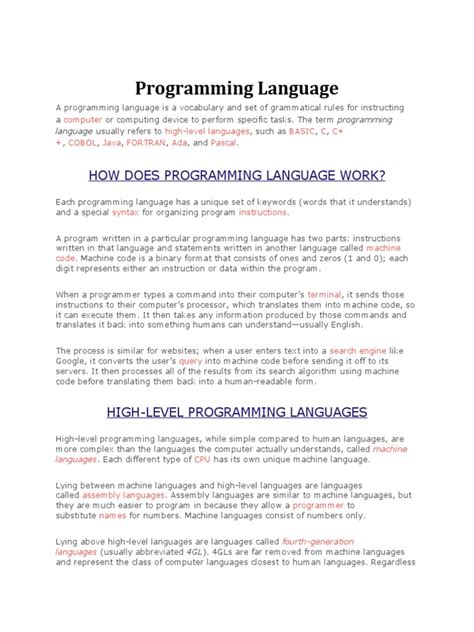 Ho W Does Programming Language Work Pdf Computer Programming