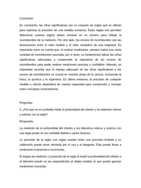 Conclusión Y Preguntas Fisica Pdf