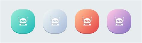 Robot Solid Icon In Flat Design Style Artificial Intelligence Signs Vector Illustration