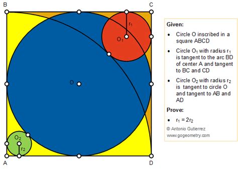 geometry problem 1427 circle inscribed in a square arc tangent line