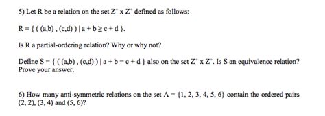 solved let r be a relation on the set z x z defined as