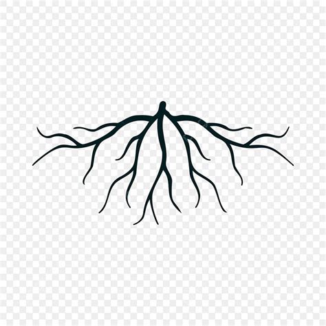 A Black And White Drawing Of A Tree With Its Roots On Transparent
