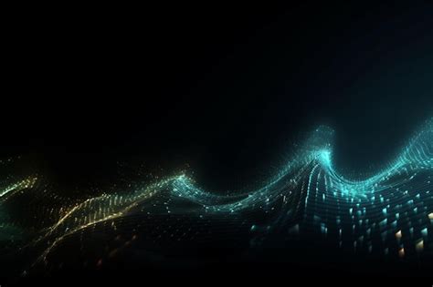 Premium Photo A Glowing Particle And Binary Wave Pattern On Dark Background Background With