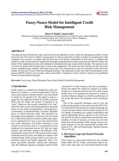 Pdf Fuzzy Neuro Model For Intelligent Credit Risk Management