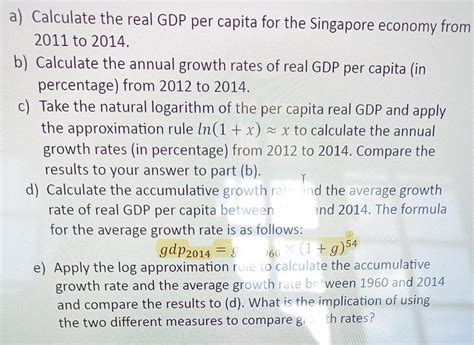 Solved A Calculate The Real GDP Per Capita For The Chegg