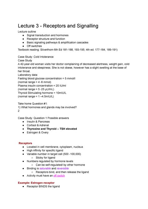 PSL UTSG Part Endocrinology Lecture Receptors And Signalling Lecture Receptors And