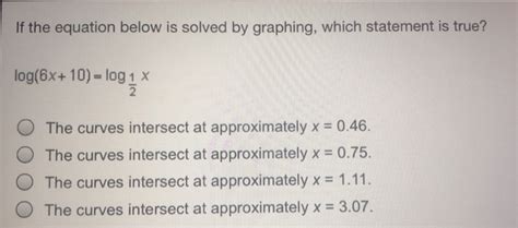 Solved If The Equation Below Is Solved By Graphing Which
