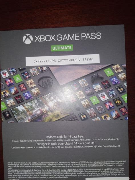 14 day game pass code r xbox