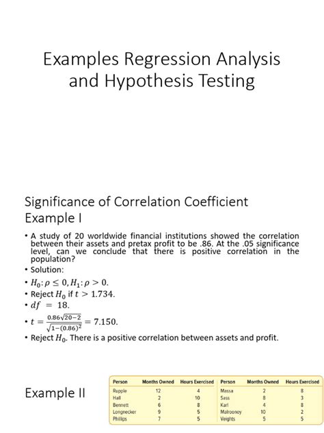 Examples Correation And Regression Pdf Statistical Significance Regression Analysis