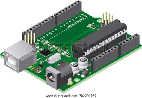 Diy Microcontroller Electronic Board Isometric View Stock Vector Royalty Free