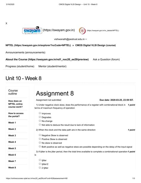 CMOS VLSI Design Assignment 8 Clocking Memory