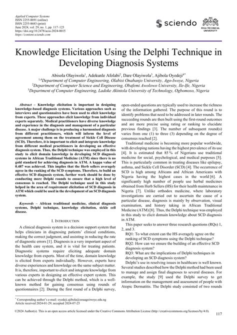 Pdf Knowledge Elicitation Using The Delphi Technique In Developing Diagnosis Systems