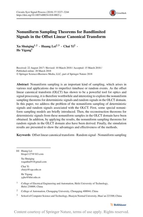 Nonuniform Sampling Theorems For Bandlimited Signals In The Offset Linear Canonical Transform