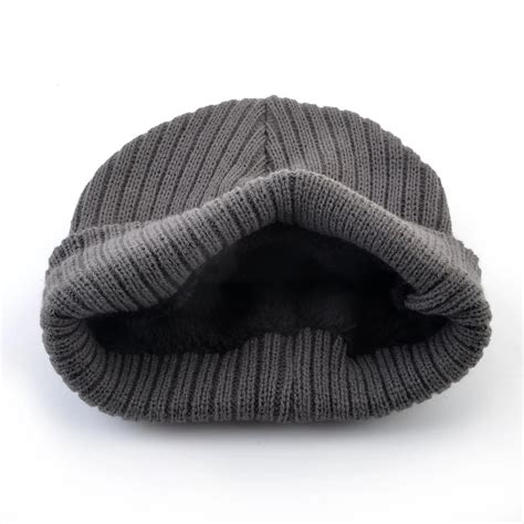 Mens Double Layer Wool Beanie Thick Knitted Winter Hat Woven Tote Bag