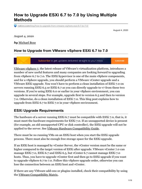 How To Upgrade Esxi 67 To 70 By Using Multiple Methods Pdf Virtual Machine V Mware