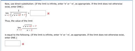 Solved Now Use Direct Substitution If The Limit Is