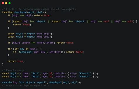 Wasif Mahmood On Linkedin Javascript Deepcomparison Codingtips