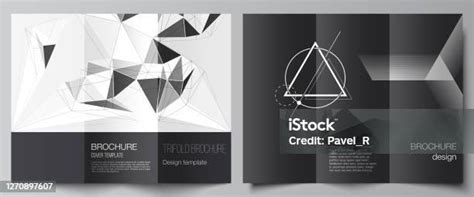 최소한의 벡터 그림 레이아웃입니다 최신 크리에이티브는 트리폴드 브로셔 또는 전단지를 위한 디자인 템플릿을 다룹니다 추상 기하학적