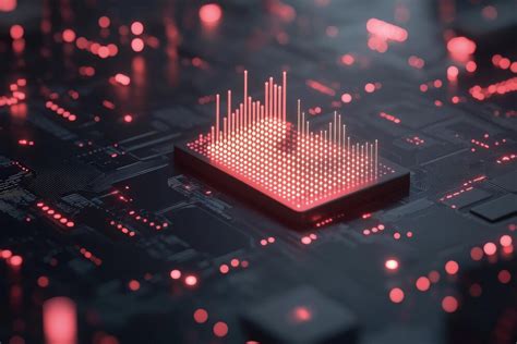 A Close Up Of A Processor Chip With Red Lights Premium Ai Generated Image