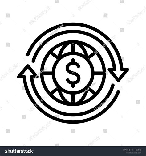 Global Money Icon Stroke Outline Style Stock Vector Royalty Free