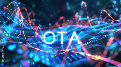 OTA Over The Air Update Illustration With Written OTA In Middle Of Data Flow To Upgrade A