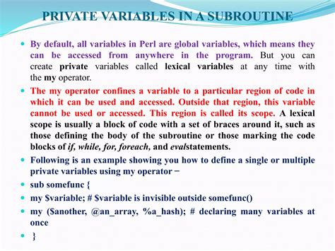 Unit 1 Subroutines In Perl Ppt