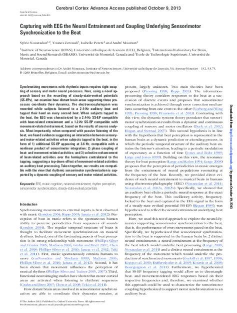 Pdf Capturing With Eeg The Neural Entrainment And Coupling Underlying